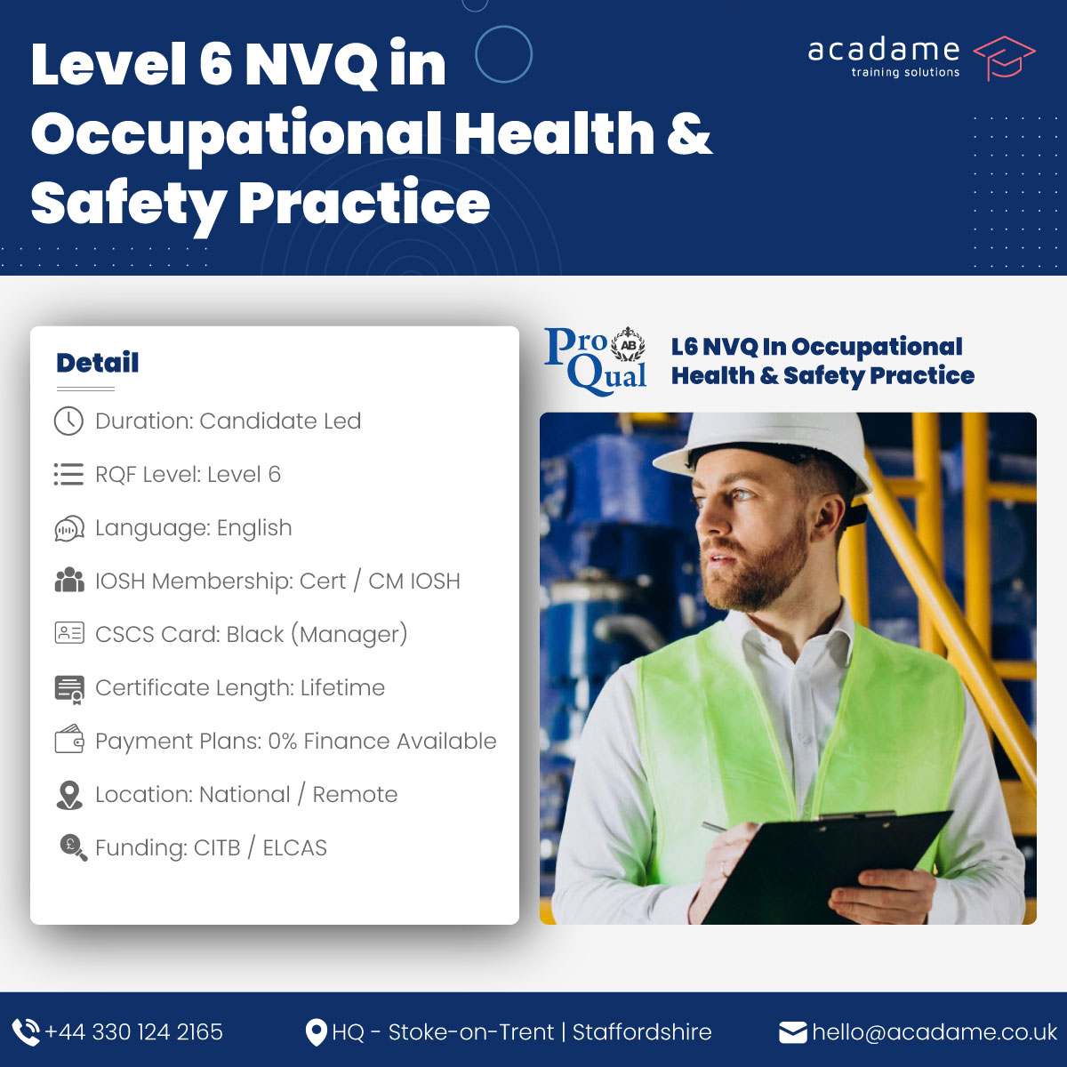 Level 6 NVQ in Occupational Health and Safety | Health & Safety NVQs | Acadame
